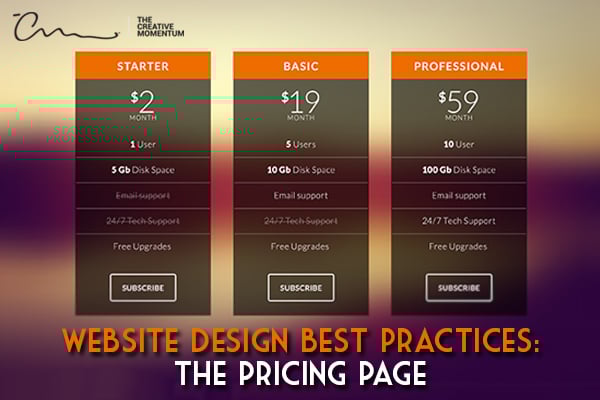 Website Design Best Practices: The Pricing Page